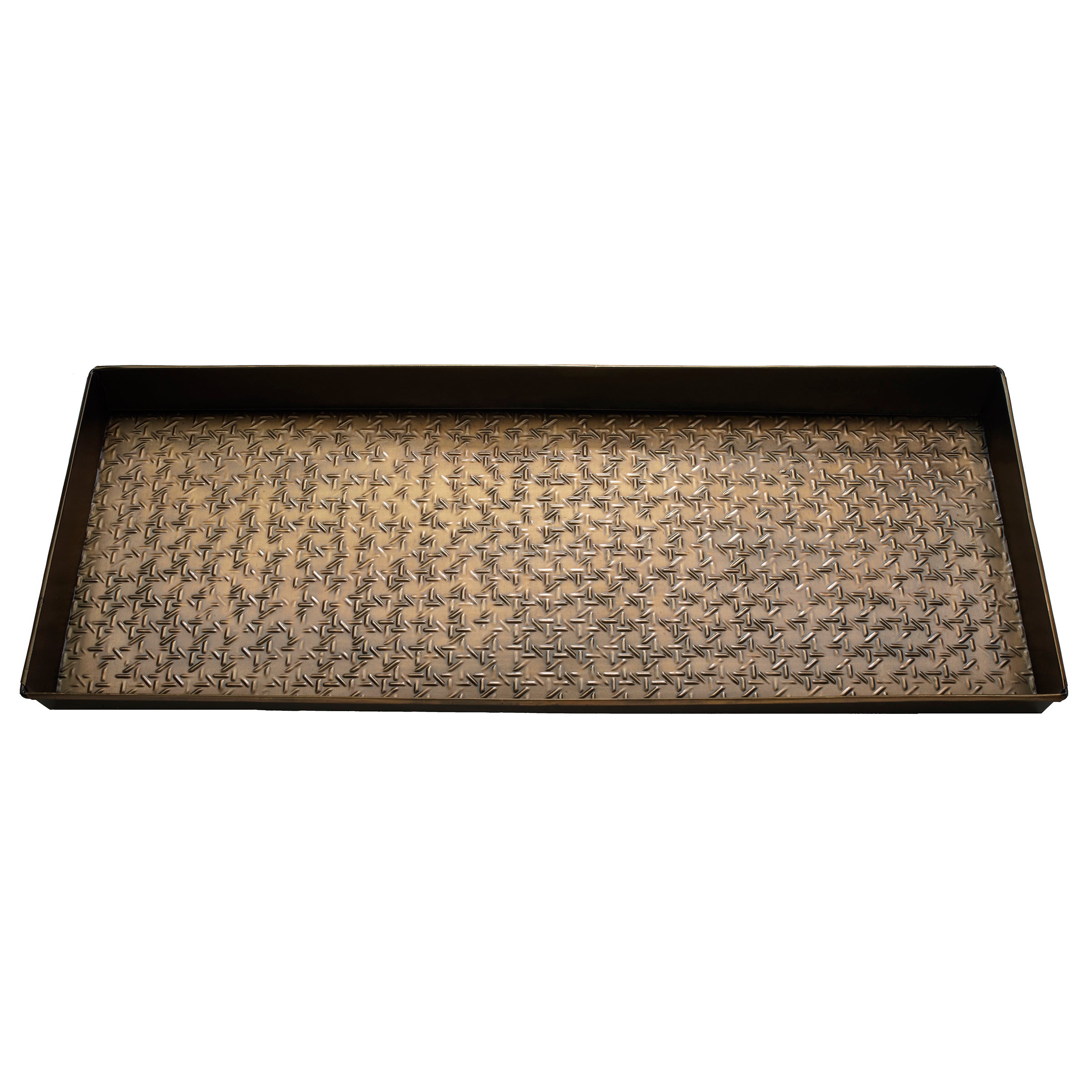 Caning Metal Boot Tray With Antique Metallic Finish – Home Furnishings ...