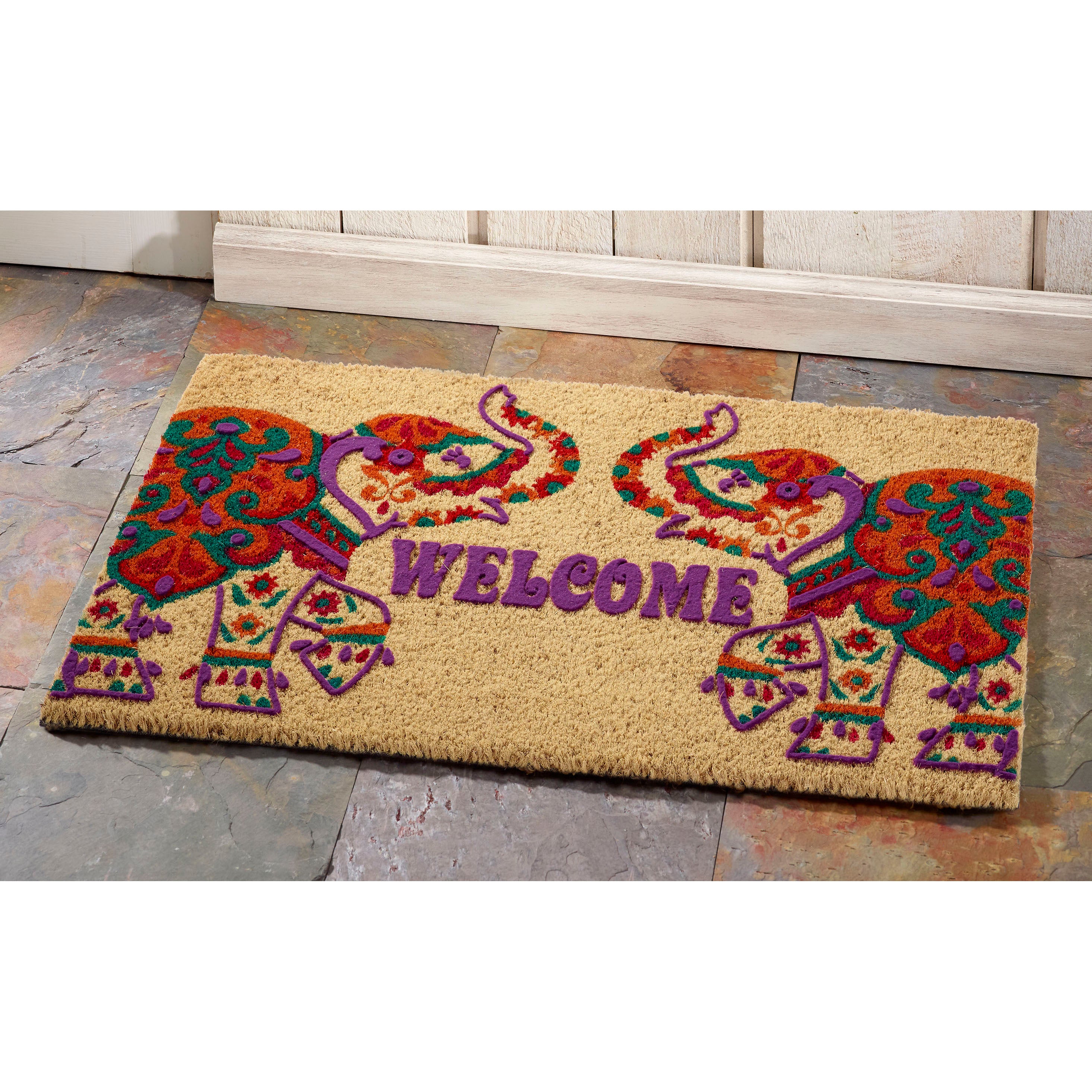 Elephant Welcome Natural Fiber Printed Coir Doormat 18x30 – Home ...
