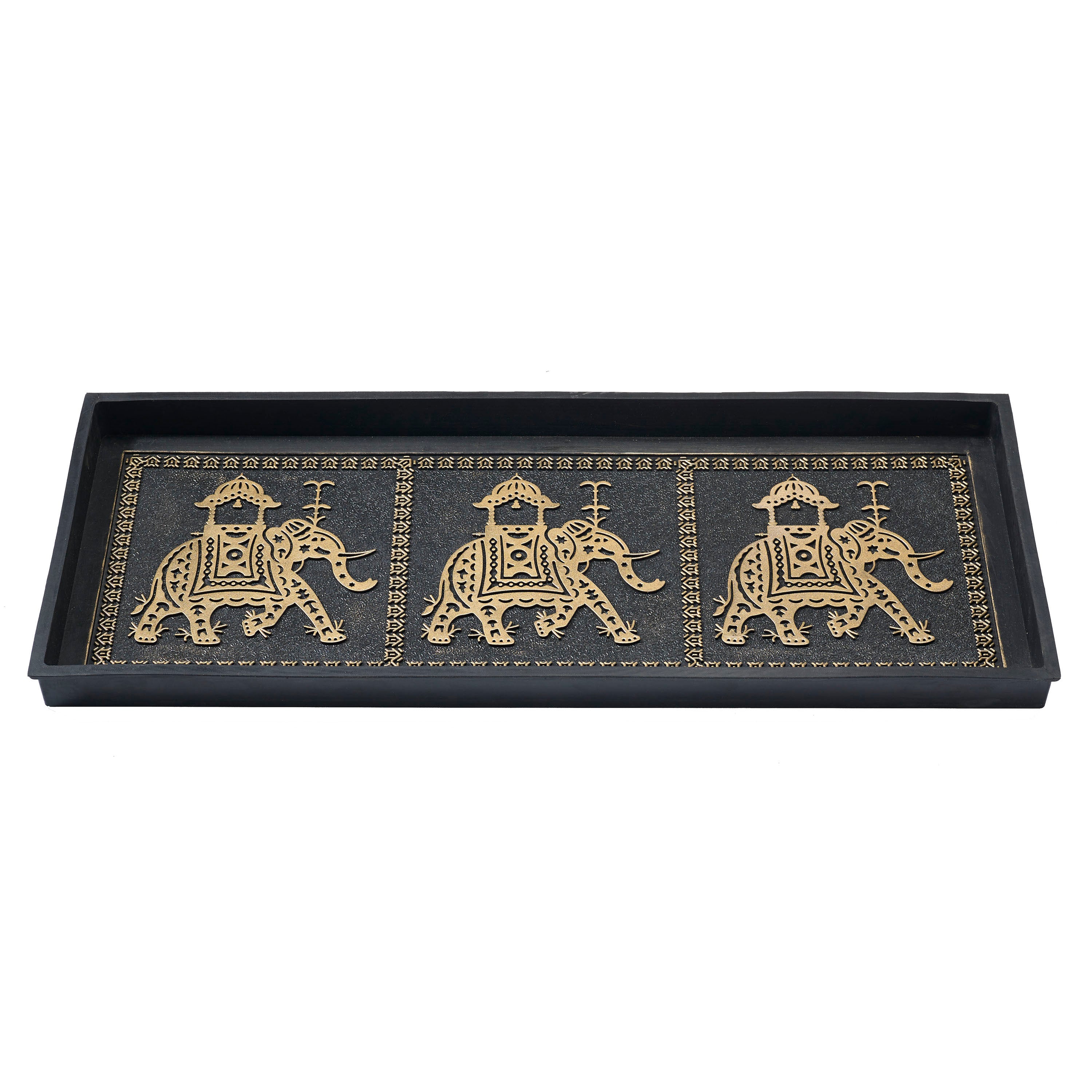 Elephant Rubber Boot Tray With Gold Highlights 34x14 – Home Furnishings ...
