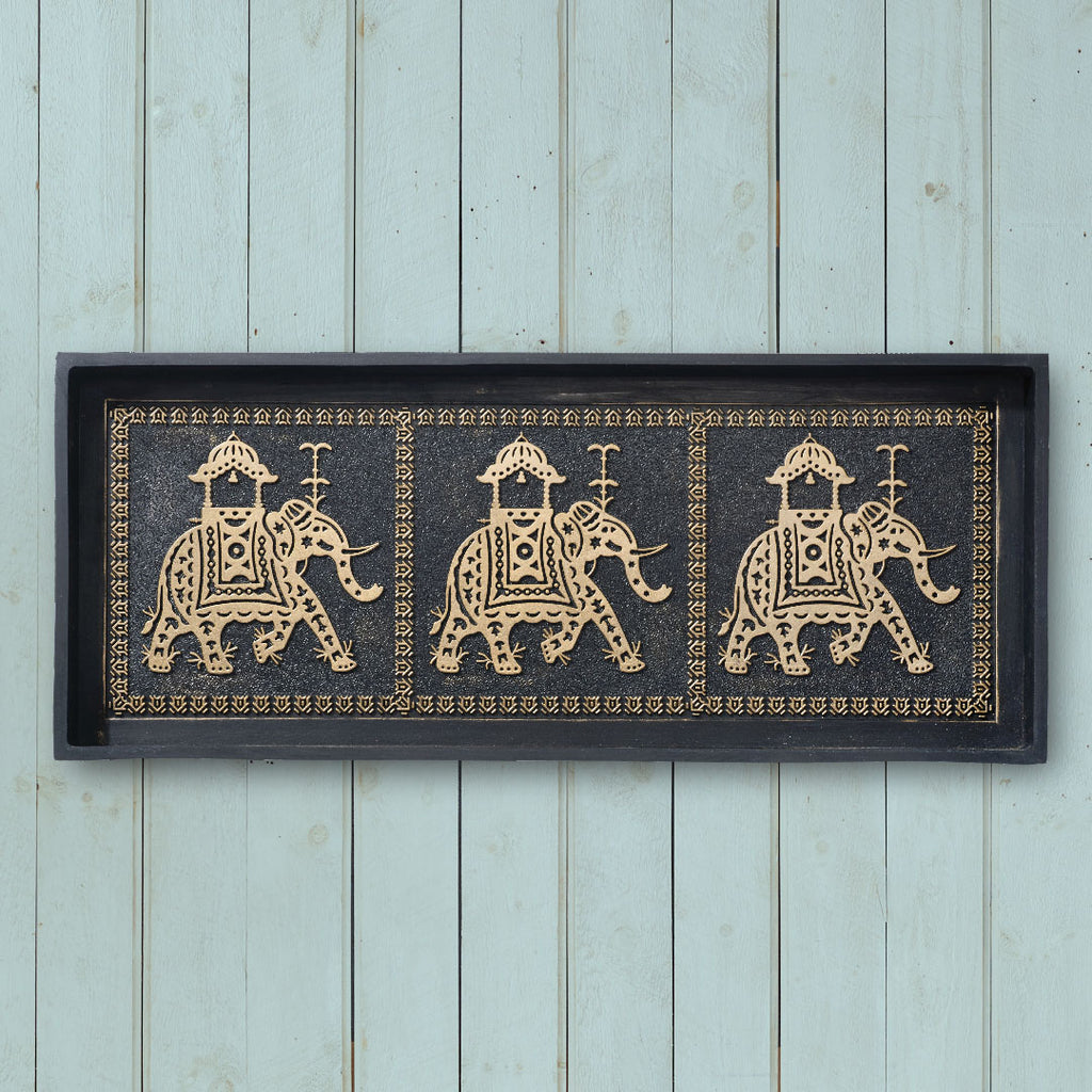 Elephant Rubber Boot Tray With Gold Highlights 34x14 – Home Furnishings ...