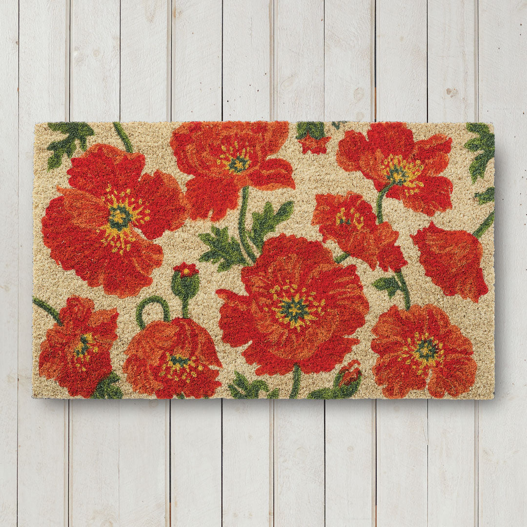 Red Poppies Natural Fiber Printed Coir Doormat 18x30 – Home Furnishings ...