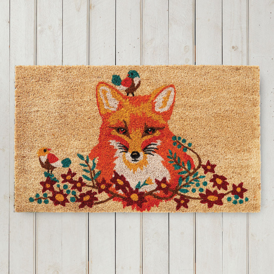 Fox and Birds Natural Fiber Printed Coir Doormat 18x30 – Home ...