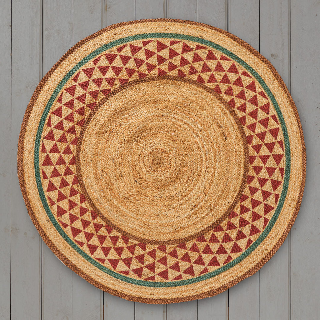 Della Hand Printed Handwoven Natural Fiber 5 foot Round Jute Rug – Home ...