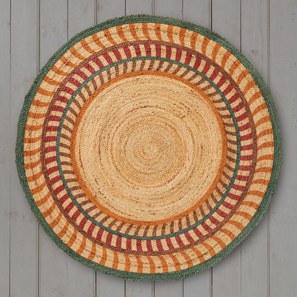 Remy Hand Printed Handwoven Natural Fiber 5 foot Round Jute Rug – Home ...