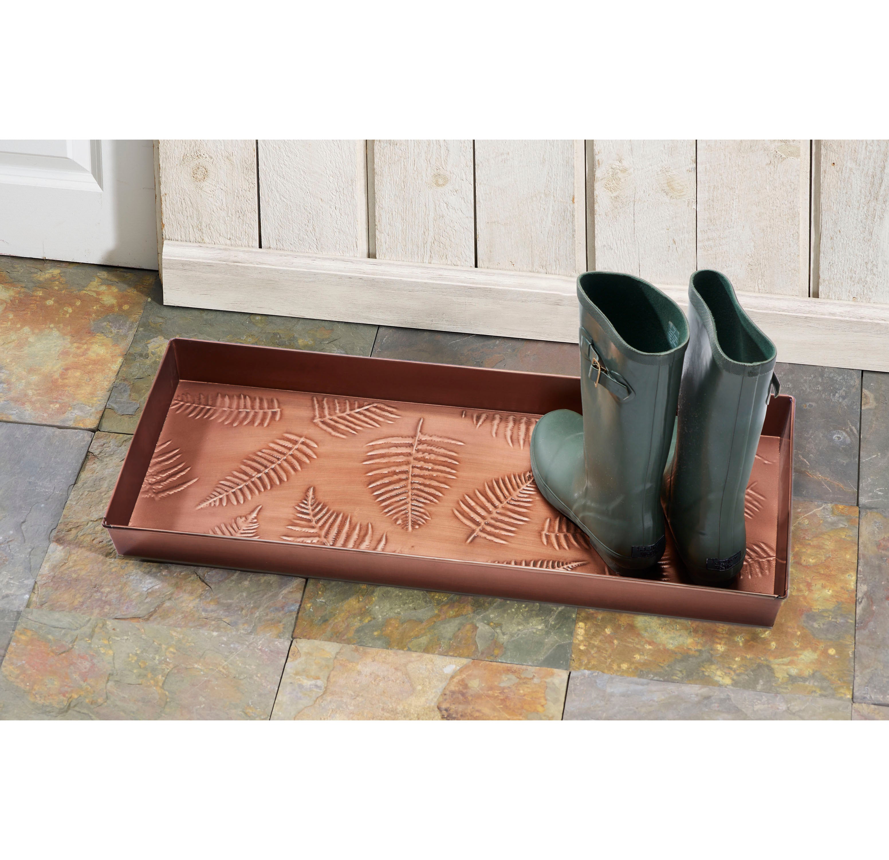 Ferns Antique Copper Metal Boot Tray 30x13 – Home Furnishings by Larry ...