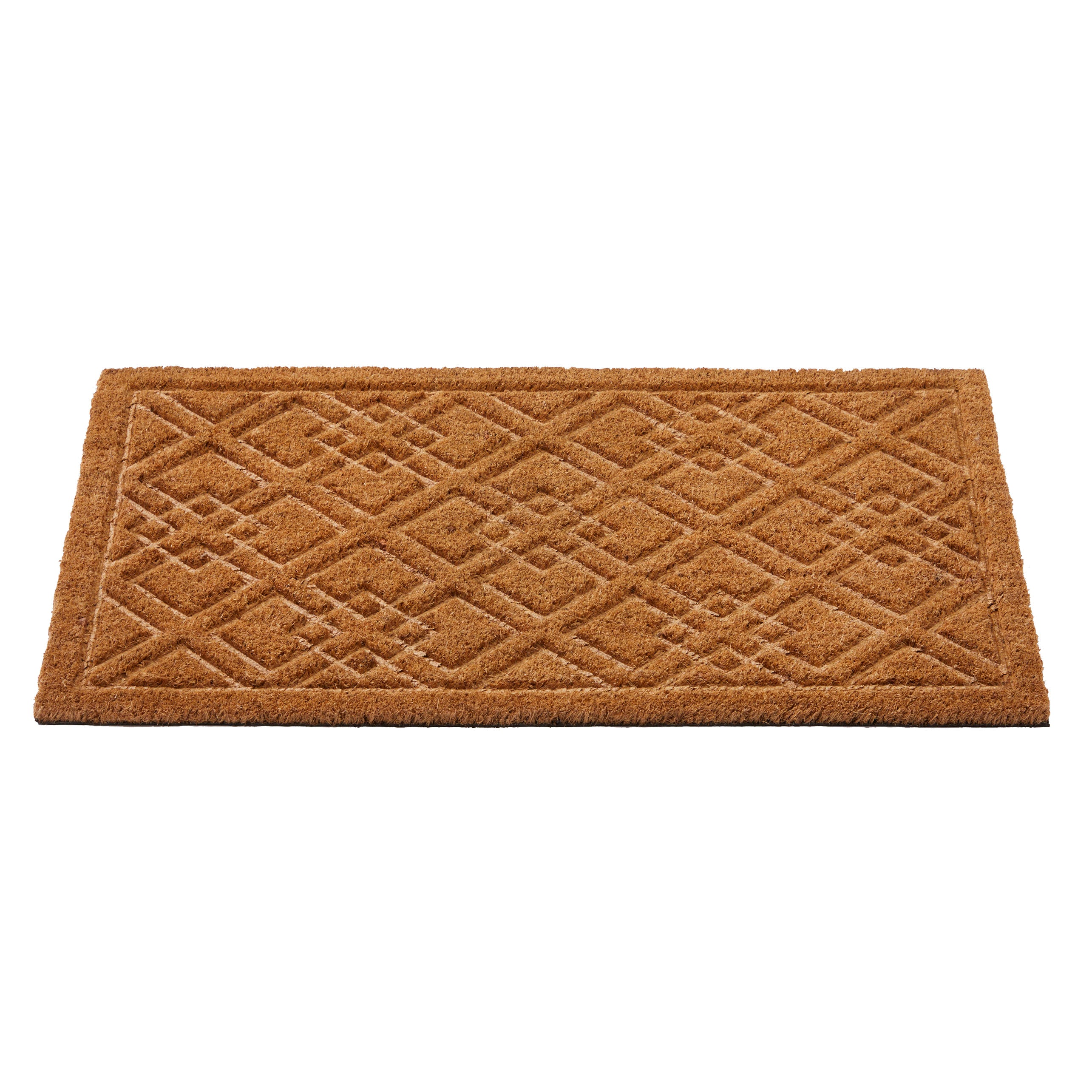 Mid-Century Diamond Embossed Natural Fiber Coir Welcome Doormat 18x30 ...